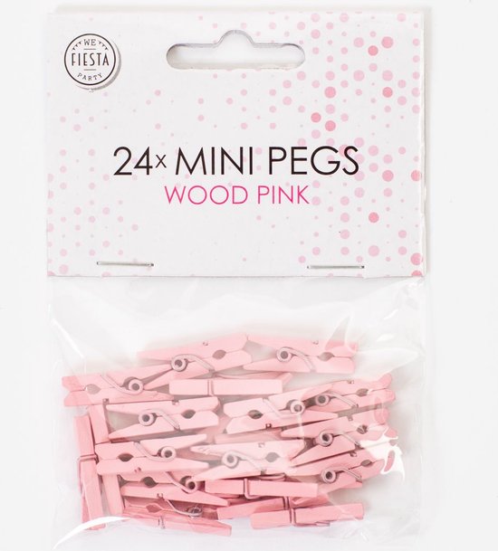 48 Mini houten knijpers Baby / Licht Roze - Feest Thema Polaroid Foto ...