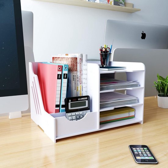 4-Tier White Office Letter Drawer Desk Tidy Organizer A4 File Rack ...