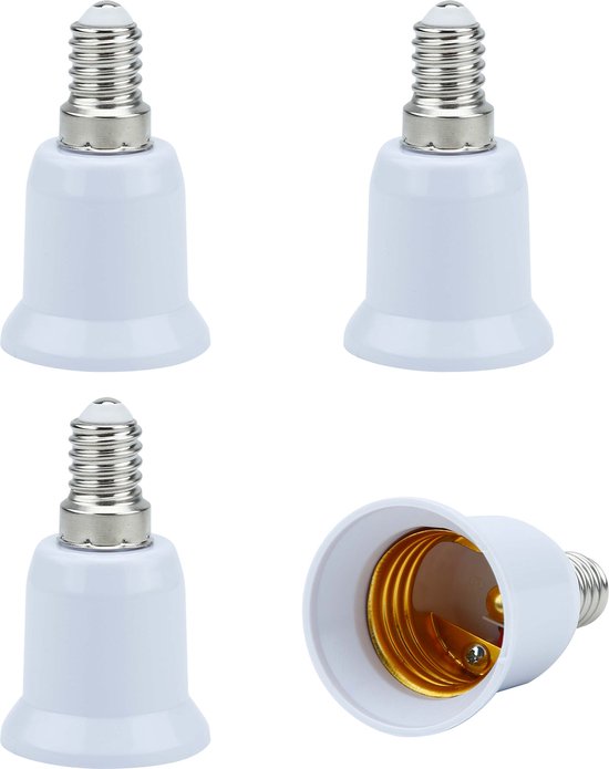 Intirilife E14 naar E27 fittingadapter in WIT - 4x lampadapter voor het omzetten van... | bol
