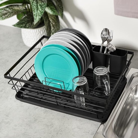 Vilde afdruiprek met bestekhouder, rek voor de vaat, van metaal en ...