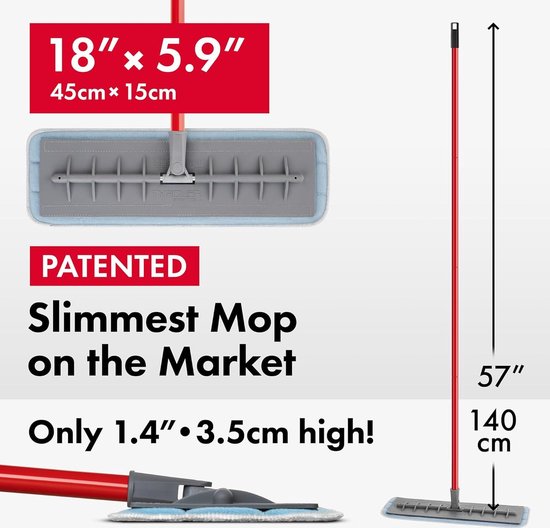 Microvezel Dweil Met Natte en Droge Pad - Flexibele Siliconenkop - 45 ...