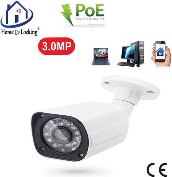 Home-Locking POE IP-camera bullet met bewegingsdetectie 3.0MP. C-1204 | bol