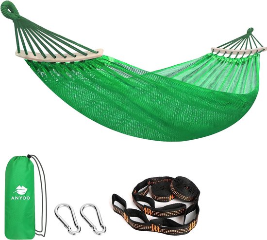 Camping Hangmat Ademend Mesh Hangmat met Spreader Bar Draagbare Outdoor ...