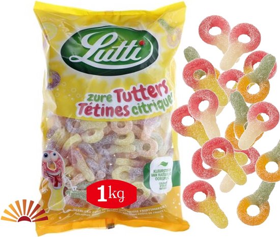 Lutti zure tutters mix gesuikerd 1kg - mix van zure sleutels snoep ...