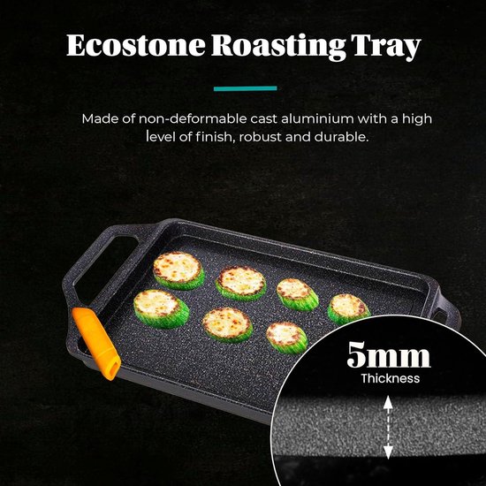 Titanium inductie-grillplaat 37 x 25 cm - milieuvriendelijk - PFOA-vrij ...