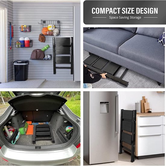 3-traps ladder, praktische vouwladder, brede treden, te gebruiken als ...