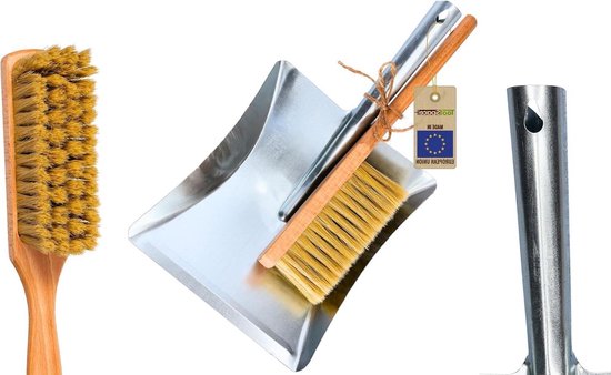 Stoffer-en-blik Veeggarnituur-2-delig met Metalen Stoffer en Handbezem ...