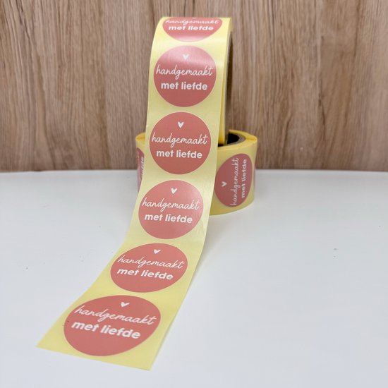 500 Stickers op rol Handgemaakt met Liefde - creatief - verkoper ...