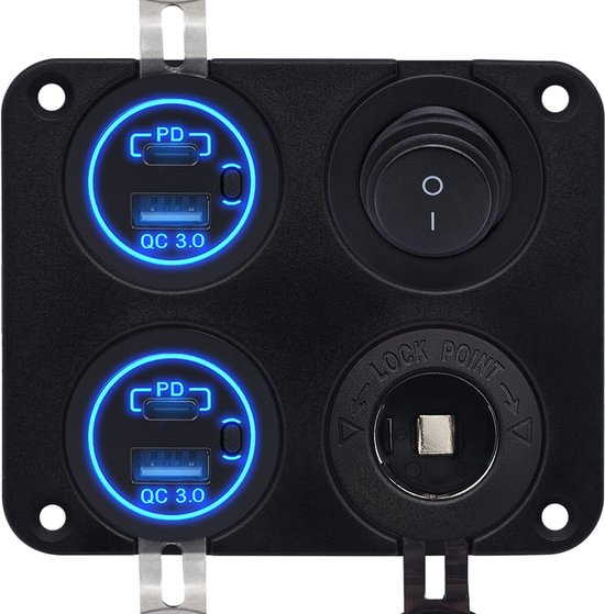 ProRide 12V USB Autolader 4 Poorten - QC3.0 - Schakelaar en 12V ...