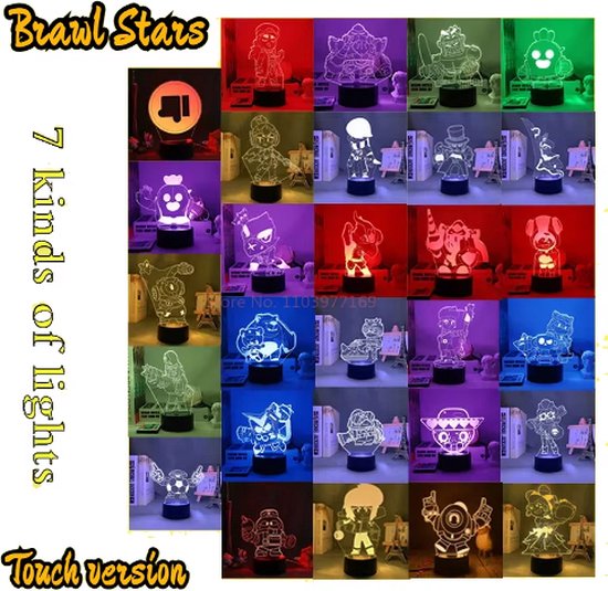 Brawl Stars - Nachtlamp - Tafellamp - Bureaulamp - Kinderlampje - 7 ...