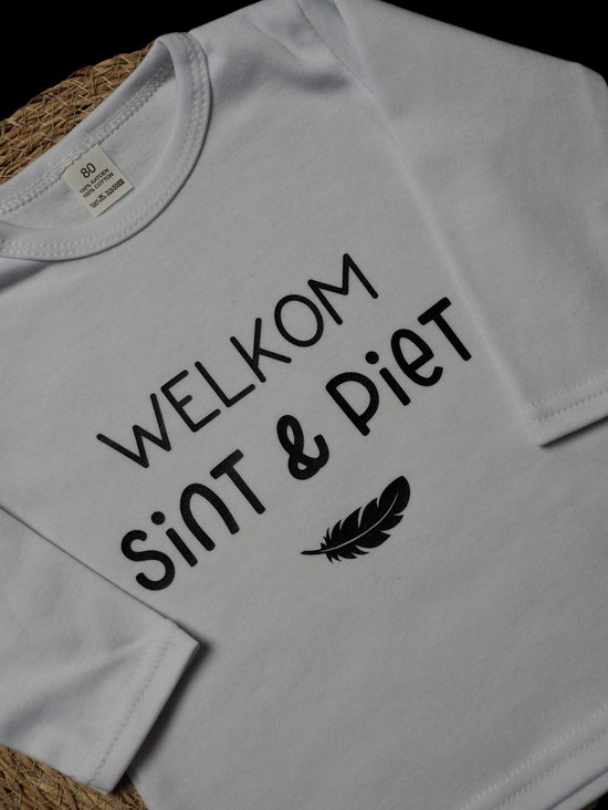Shirtje met lange mouw | Welkom Sint en Piet - Wit - 74 - Baby - Kind ...