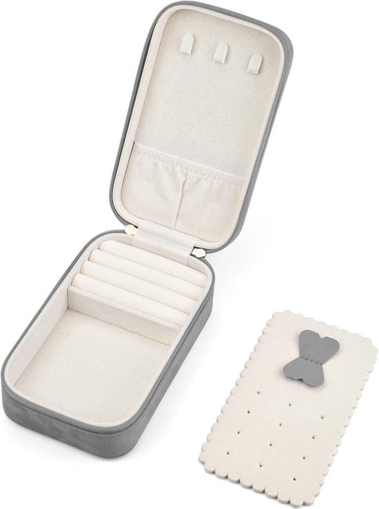 Sieradenkistje voor dames - grijs groot - ringen oorbellen ...