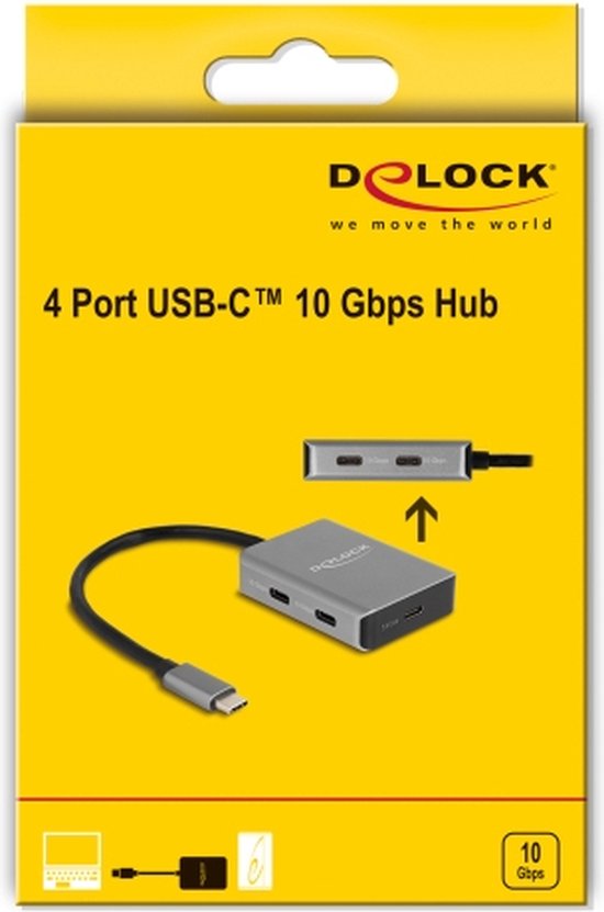 DeLOCK 64249 interface hub USB Type-C 10000 Mbit/s Zwart, Grijs | bol