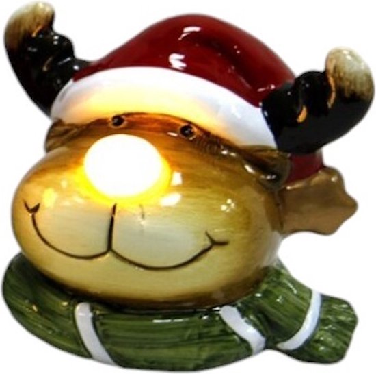 Beeldje rendier met LED verlichting in neus - Kerstdecoratie | bol
