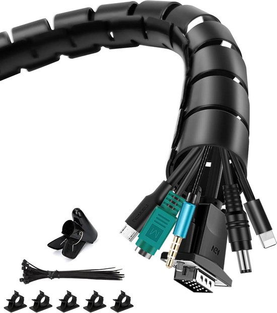 Kabelgoot flexibele kabelspiraal Kabelbescherming - 3m/9.8ft - ∅0.63 ...