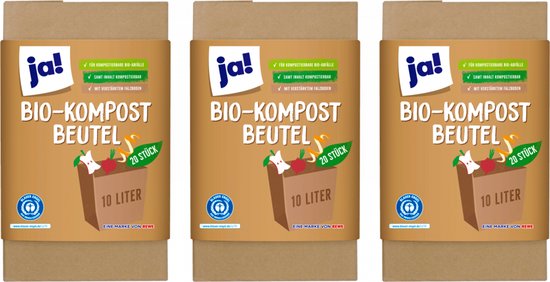 Ja! | 3 x 20 Biologische compostzakken 10 liter | voor composteren van ...