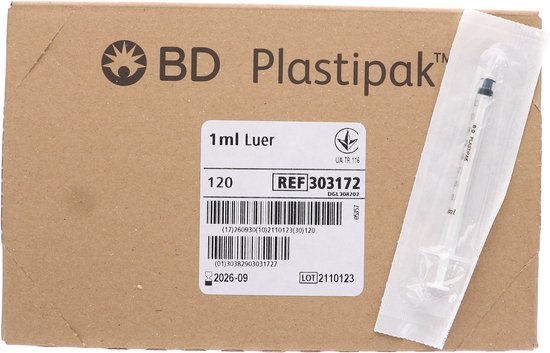 BD Plastipak injectiespuit 1ml 3-delig 120 stuks (303172) | bol