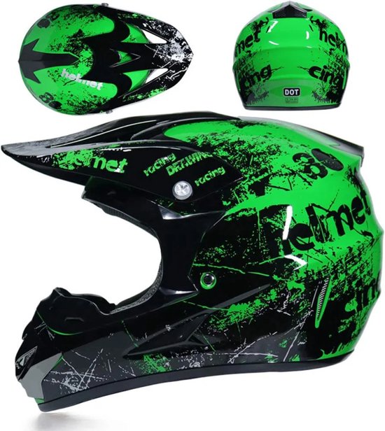 Motocross Helm met Bril, Masker en Handschoenen - Jeugd Full-Face Off ...