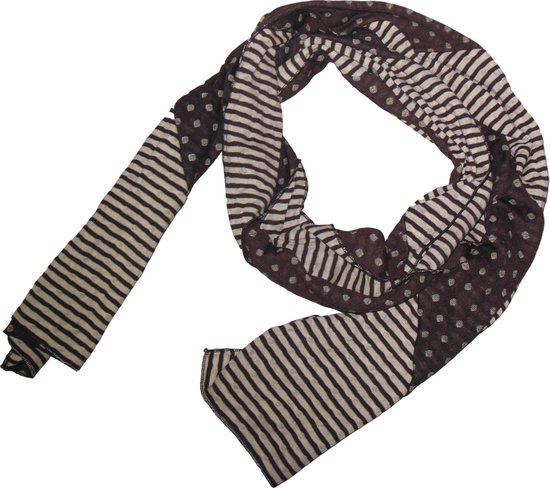 Sjaal bruine tinten met ruitjes en streepjes patroon | bol