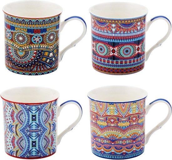 Mokken Porselein 330 ml 4 stuks - Set - Bekers - Koffiebekers - Kopjes - Koffiemok | bol