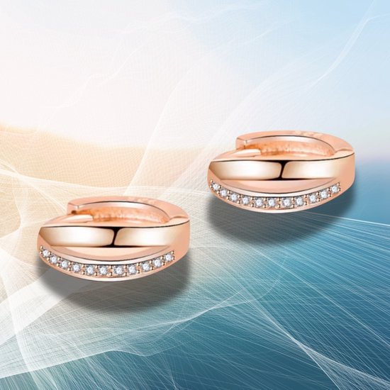 Oorringen - 925 sterling zilver - silver - kleine kristallen - rosé ...