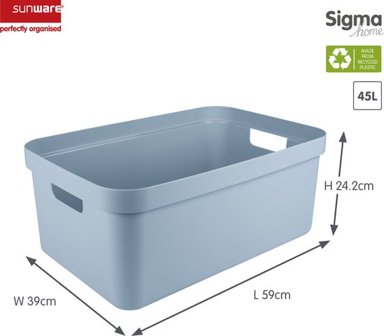 Sigma home opbergbox 45L blauw - Set van 2 | bol