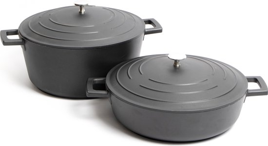 MasterClass Set ondiepe braadpannen van gegoten aluminium in ...