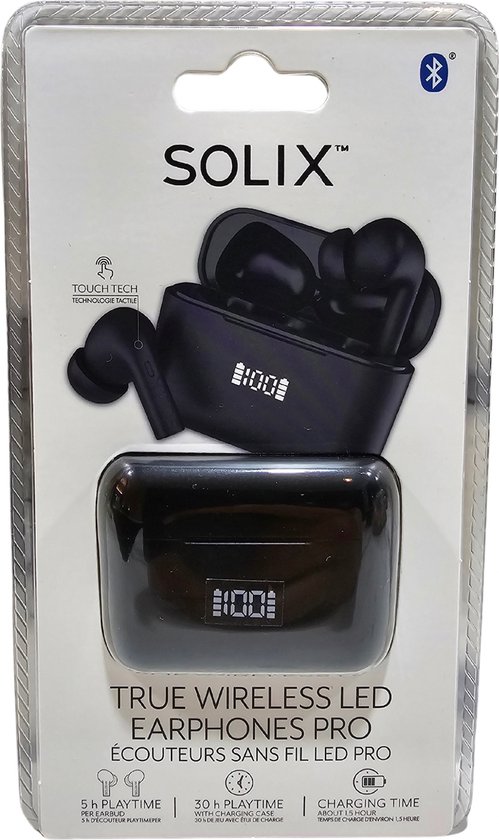 Solix Draadloze oordopjes- draadloze headset- bluetooth oordopjes zwart ...