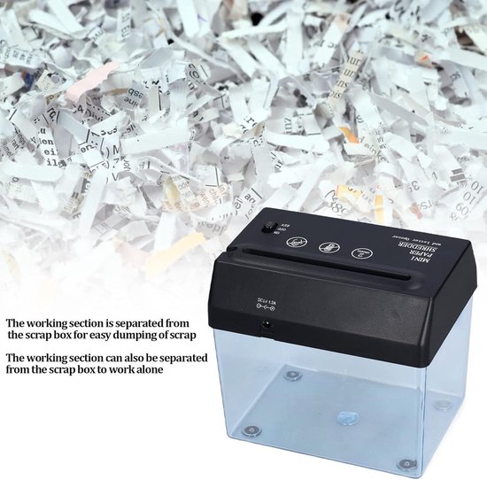 Small USB Electric Paper Shredder with Stripe Cut for 2 Sheets A6 Paper ...
