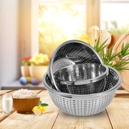 Roestvrijstalen micro-geperforeerde vergiet set van 3 - ideaal voor ...