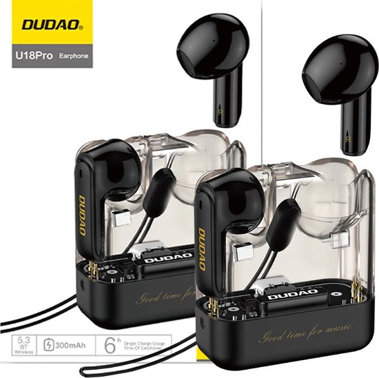 Dudao - U18Pro - Bluetooth 5.3 TWS draadloze hoofdtelefoon - zwart | bol