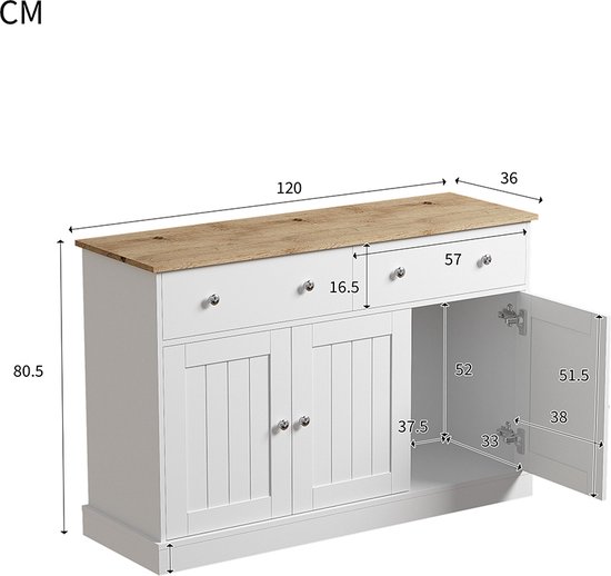 KOMHTOM Dressoir Woonkamer kast met gegraveerde textuur Push-to-open ...