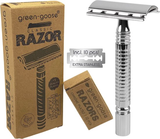 Resal Klassiek Open Scheermes Met Vlindersluiting - RVS + 10 Double Edge Scheermessen | bol