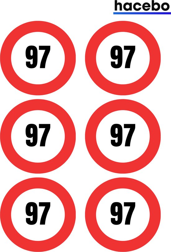 Verkeersbord Sticker - 8CM - Container sticker - Cijfer Stickers - 6 ...