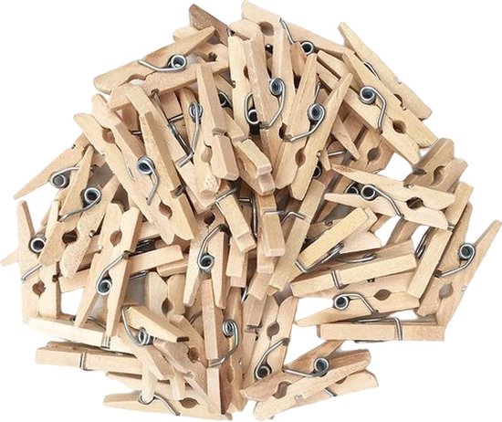 Mini Wasknijpers - 200 stuks - 3cm - Hout - Geboortekaartjes | bol