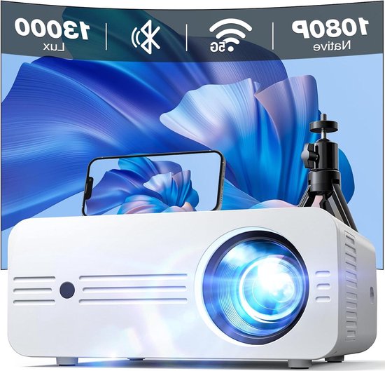 13000 Lux Native 1080P 4K Ondersteund Mini projector - 5G WiFi ...