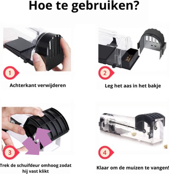 Muizenval - Diervriendelijke muizenvallen - 2 stuks - Muizengif ...