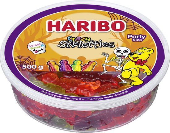 Haribo Crazy Skeletties - snoep in fruitsmaken - silo à 500g | bol