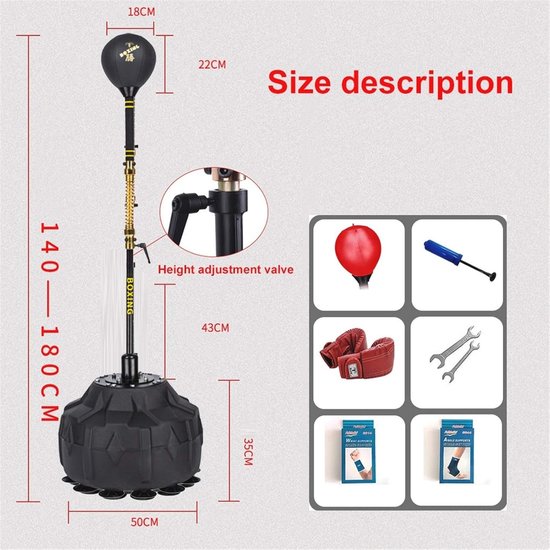 Verstelbare Reflex Boksbal met Vrijstaande Basis - Ideaal voor ...