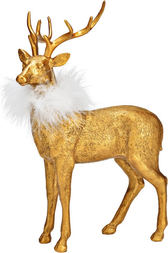 Hert gemaakt van poly goud - Hert met fluffy kraag - (breedte/hoogte ...