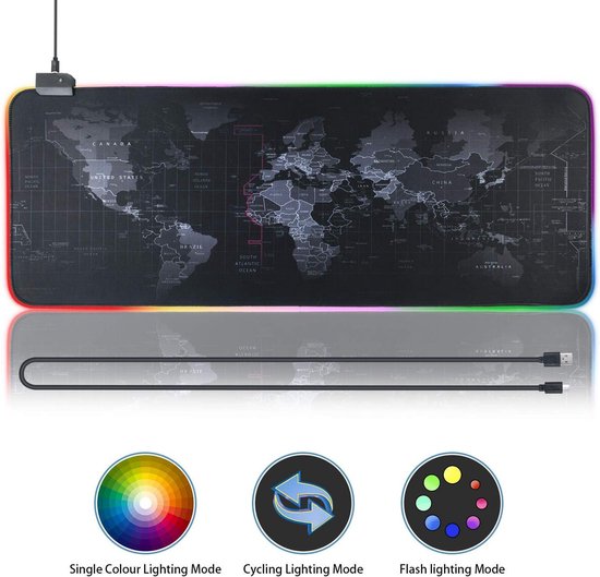 Grote Verlengde RGB LED-muismat XXXL (800 × 300 × 4 mm) - Antislip ...