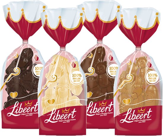 Libeert chocoladefiguren van de Sint - 4 zakken - melkchocolade, pure ...