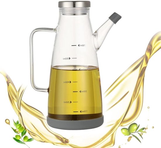 Glass Oil Dispenser with Lid Handles - Large Capacity Kitchen Oil ...