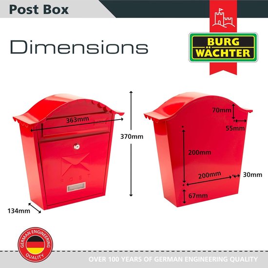 Classic Wall Mounted Galvanized Steel Lockable Weatherproof Mailbox ...