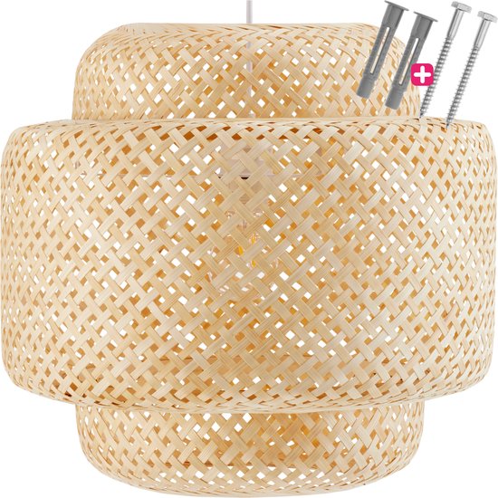 tectake® Plafondlamp Bamboe - Boho Lamp - Plafondlamp voor Woonkamer ...