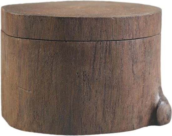 Houten doos met deksel van echt teakhout - ring doos - Ø 12cm Houten ...