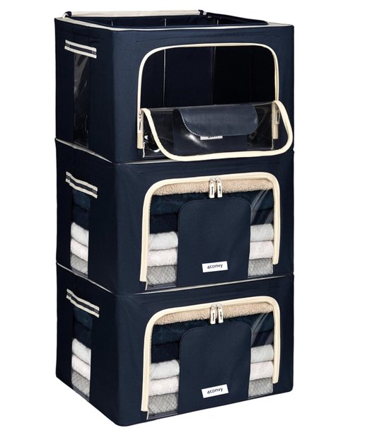 Starre opvouwbare kledingopbergbox met ritssluiting, metalen frame ...