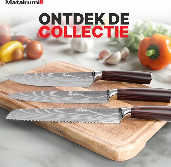 Matakumi 8’’ Japans Koksmes - Chef knife met Damascus Print - Japanese ...