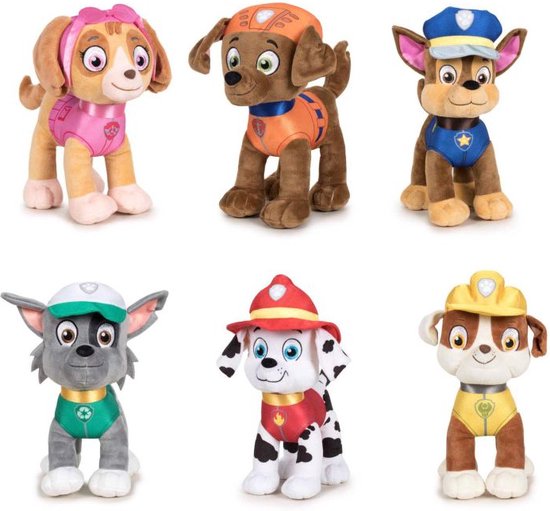 Paw Patrol (Set van 6) Pluche Knuffel 21 cm [Marshall, Skye, Chase ...