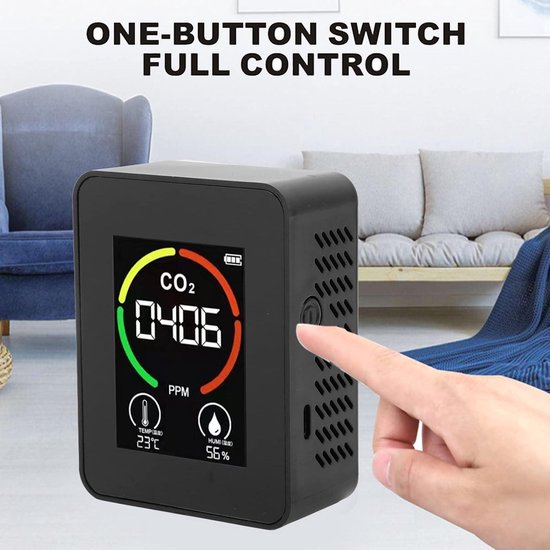 CO2 Meter Luchtkwaliteitsmonitor met TVOC-sensor Realtime Monitor ...